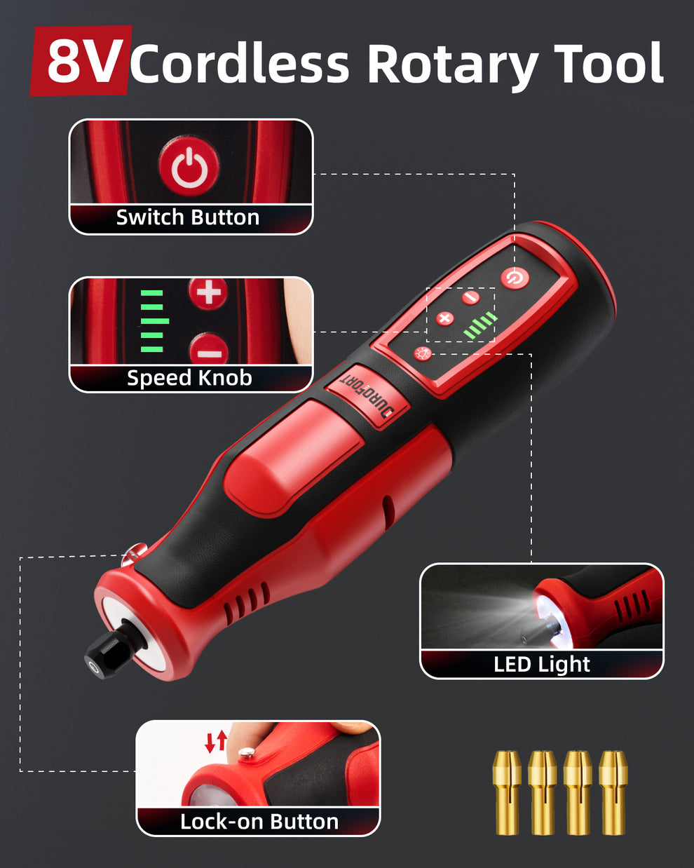Cordless Rotary Tool Kit, 8V Cordless Die Grinder 146pcs Accessories ...